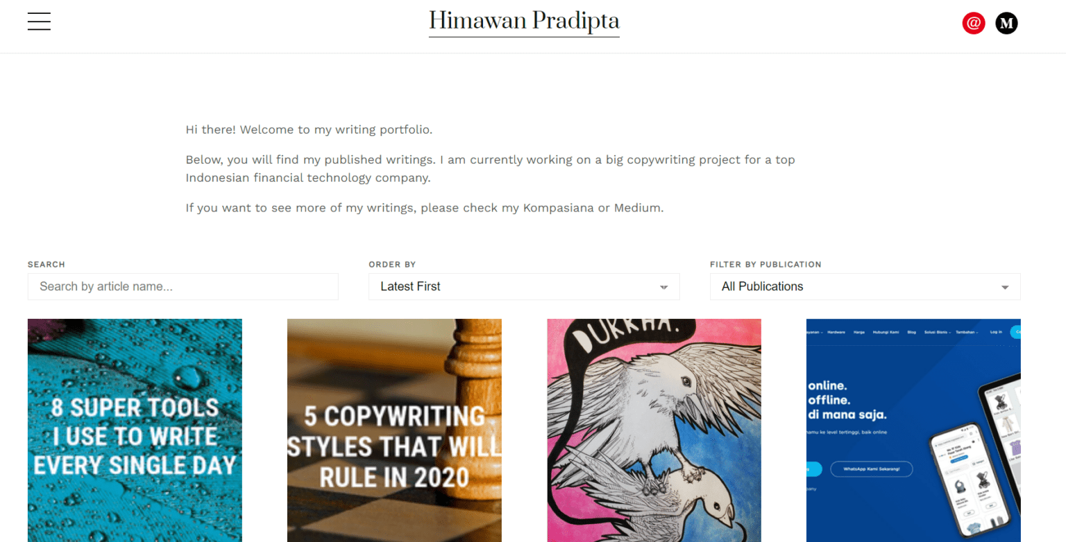 10+ Contoh Website Portfolio dengan Desain Keren dan Menarik - Matob.ID